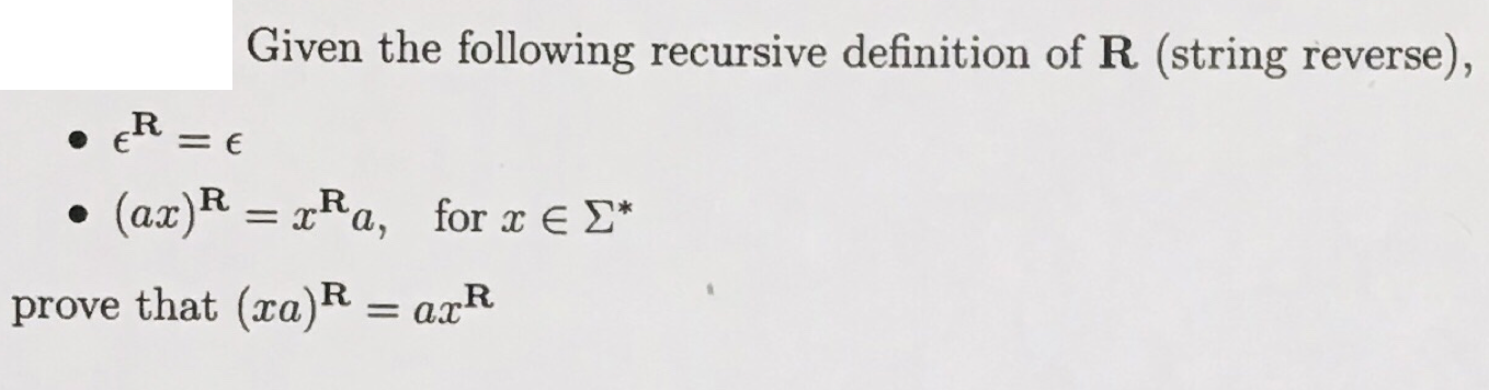 Solved Given the following recursive definition of R (string | Chegg.com