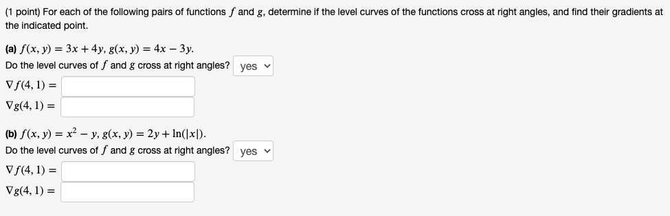Solved For each of the following pairs of functions 𝑓f and | Chegg.com