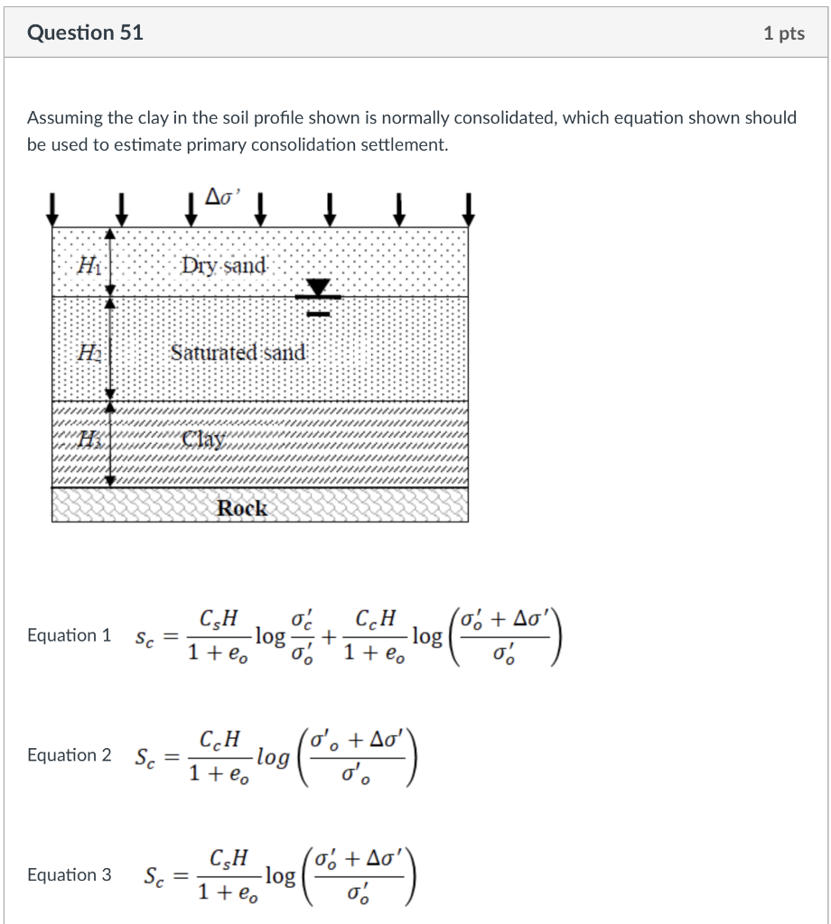 Solved Question 51 1 pts Assuming the clay in the soil | Chegg.com