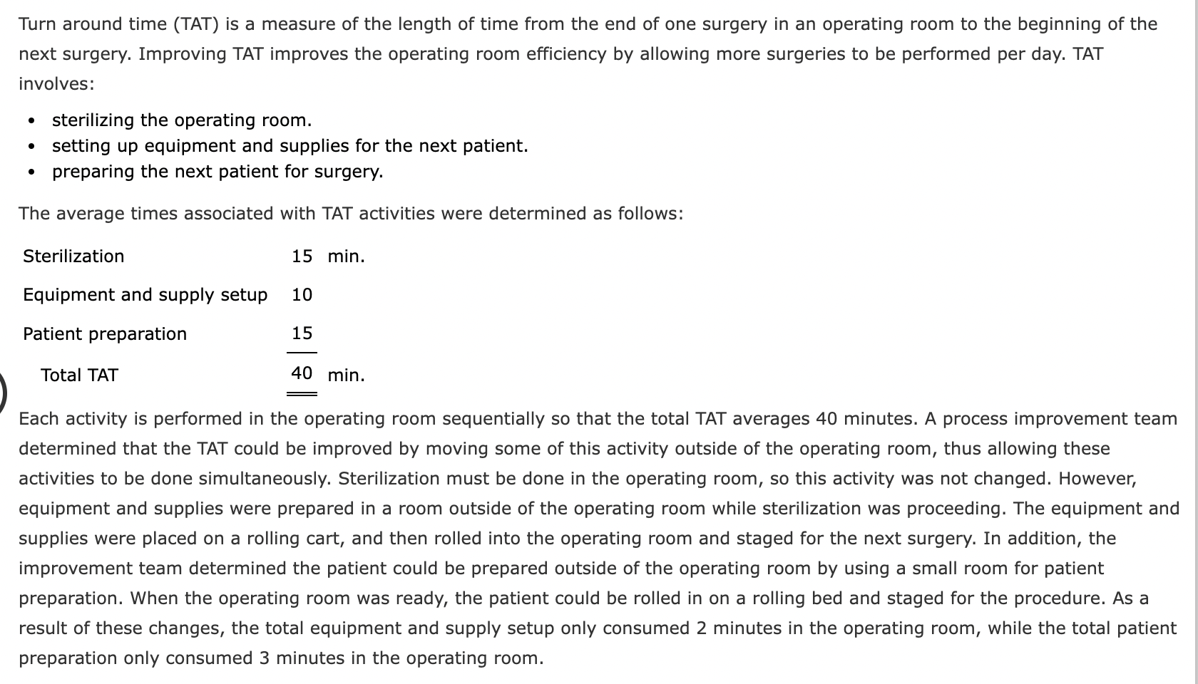 Solved Turn around time (TAT) is a measure of the length of | Chegg.com