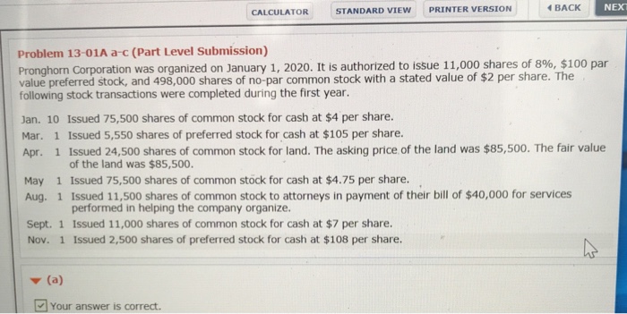 Solved BACK NEXT CALCULATOR STANDARD VIEW PRINTER VERSION | Chegg.com