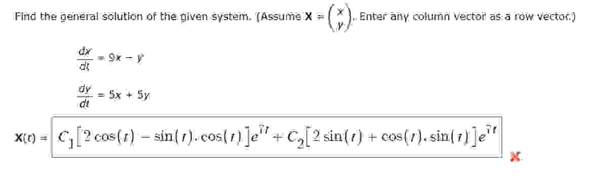 Solved Find the general solution of the given system. | Chegg.com