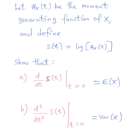 Solved Let Mx (t) be the moment generating function of x, | Chegg.com