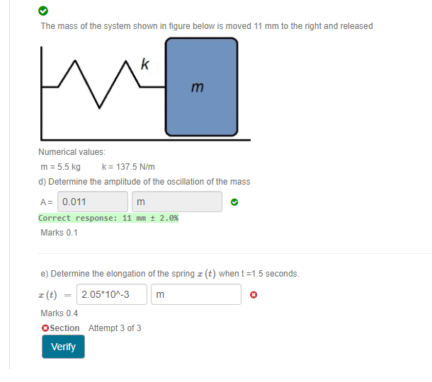 Solved The mass of the system shown in figure below is moved | Chegg.com