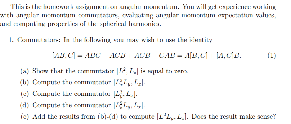 Solved This Is The Homework Assignment On Angular Momentum