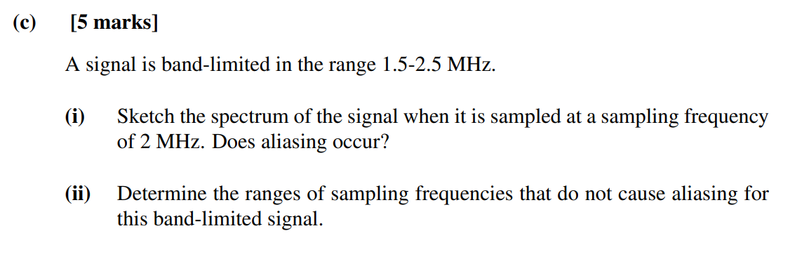Solved [5 marks] A signal is band-limited in the range | Chegg.com