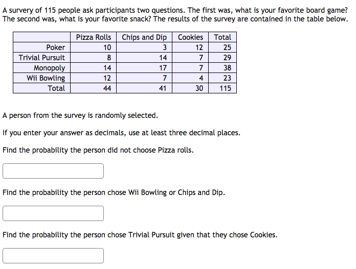 Solved A survery of 115 people ask participants two | Chegg.com