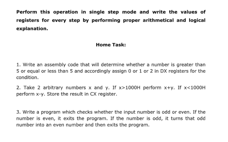 Solved Perform this operation in single step mode and write | Chegg.com