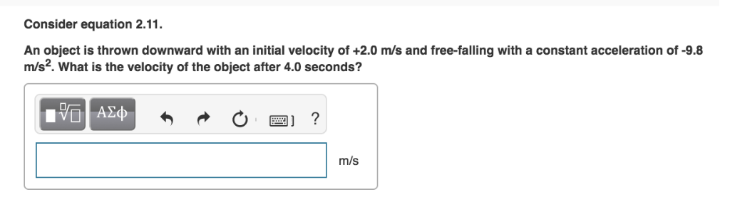 Solved Consider equation 2.11 An object is thrown downward | Chegg.com