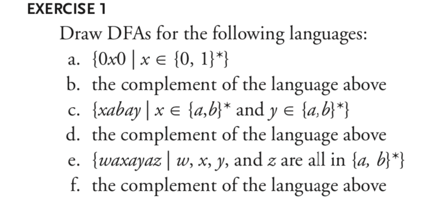 Solved EXERCISE 1 Draw DFAs for the following languages: a. | Chegg.com