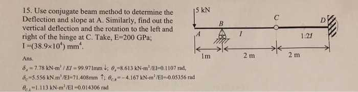 Solved 5 kN 15. Use conjugate beam method to determine the | Chegg.com