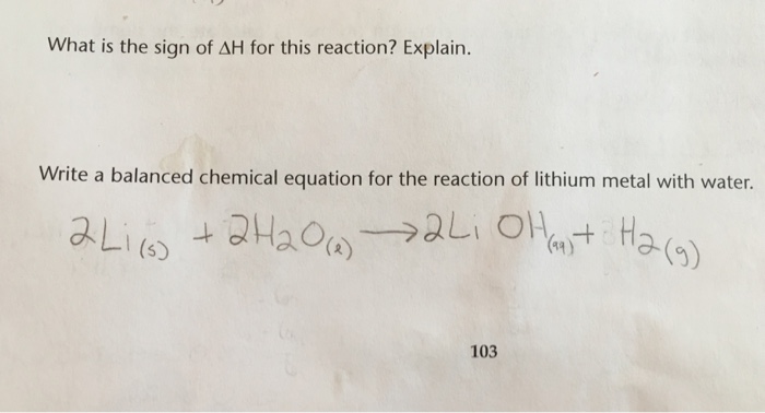 Solved What is the sign of AH for this reaction? Explain. | Chegg.com