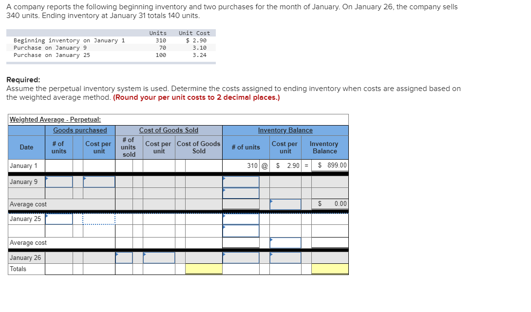 Solved A company reports the following beginning inventory | Chegg.com