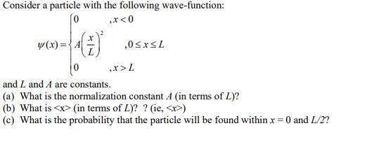 Solved Consider a particle with the following wave-function: | Chegg.com