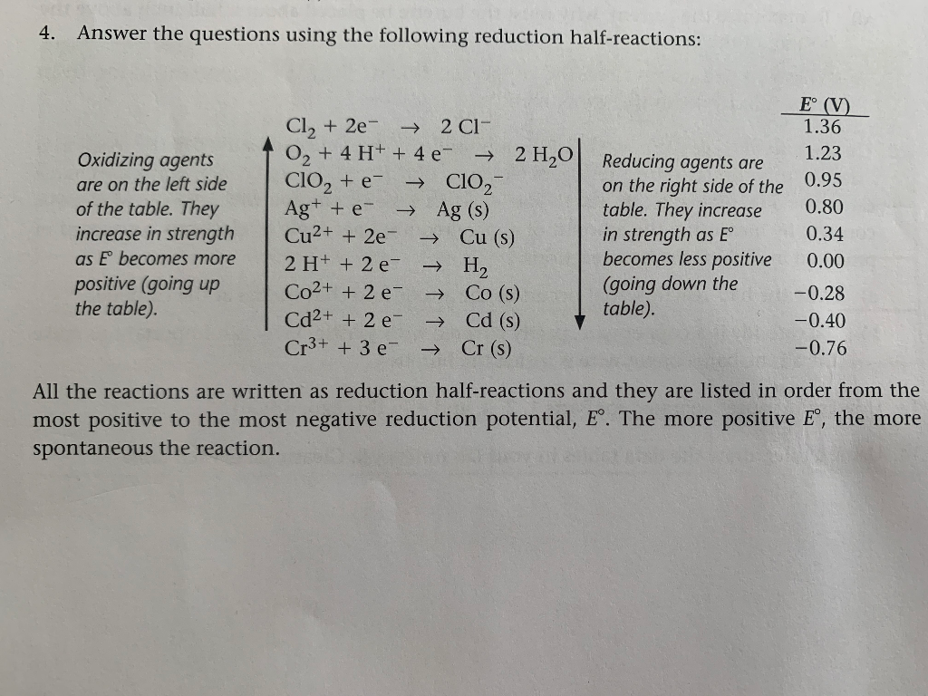 Solved 4 Answer The Questions Using The Following Reduction