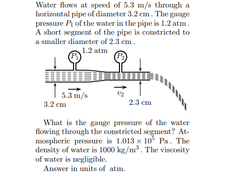 Solved Water flows at speed of 5.3 m/s through a horizontal | Chegg.com