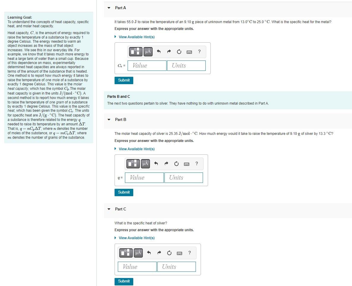 Solved Learning Goal: To understand the concepts of heat | Chegg.com