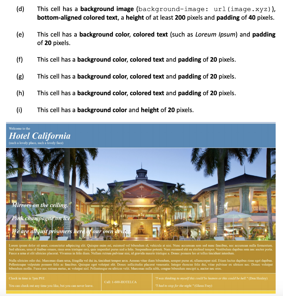 Solved 2. Using HTML and CSS, create a website for a hotel. | Chegg.com