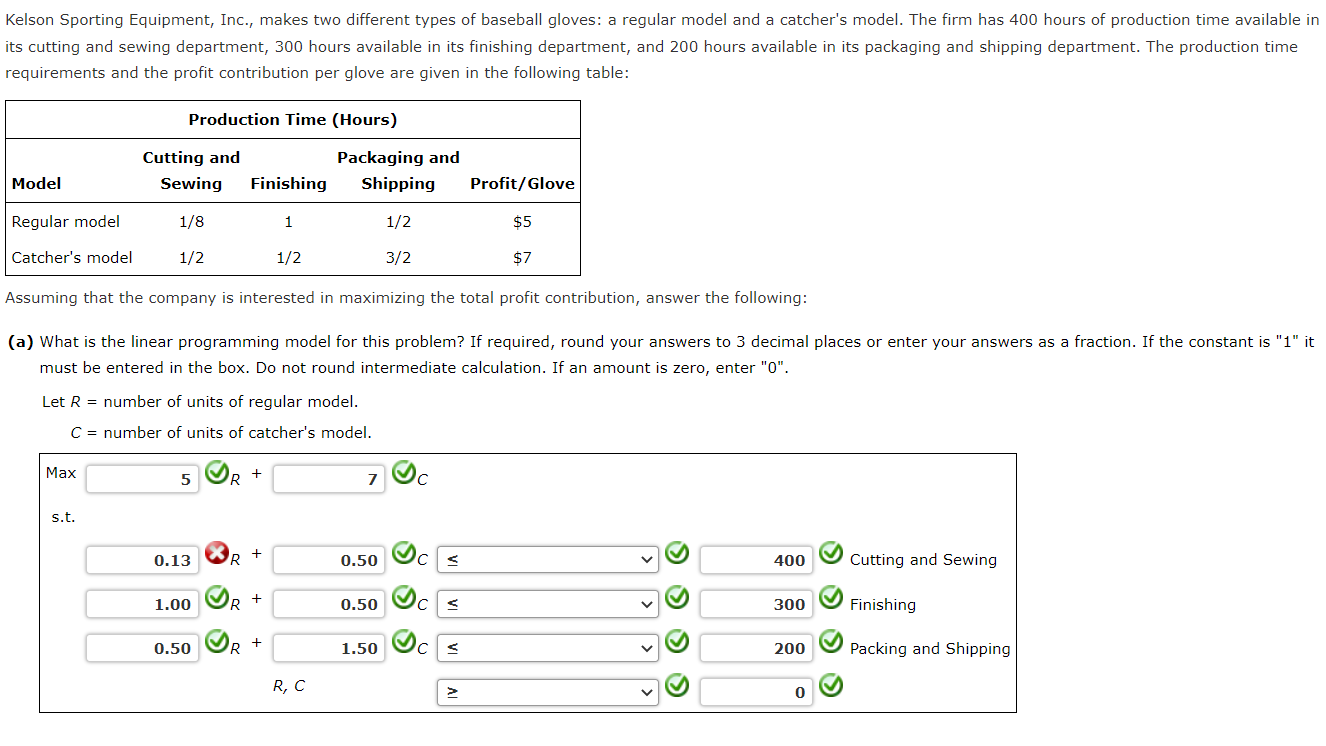 Solved Kelson Sporting Equipment, Inc., makes two different | Chegg.com