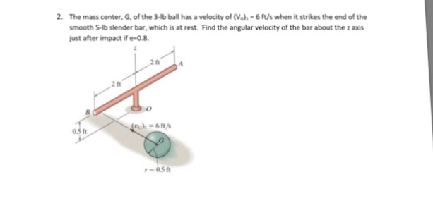 Solved The mass center, G, of the 3-lb ball has a velocity | Chegg.com
