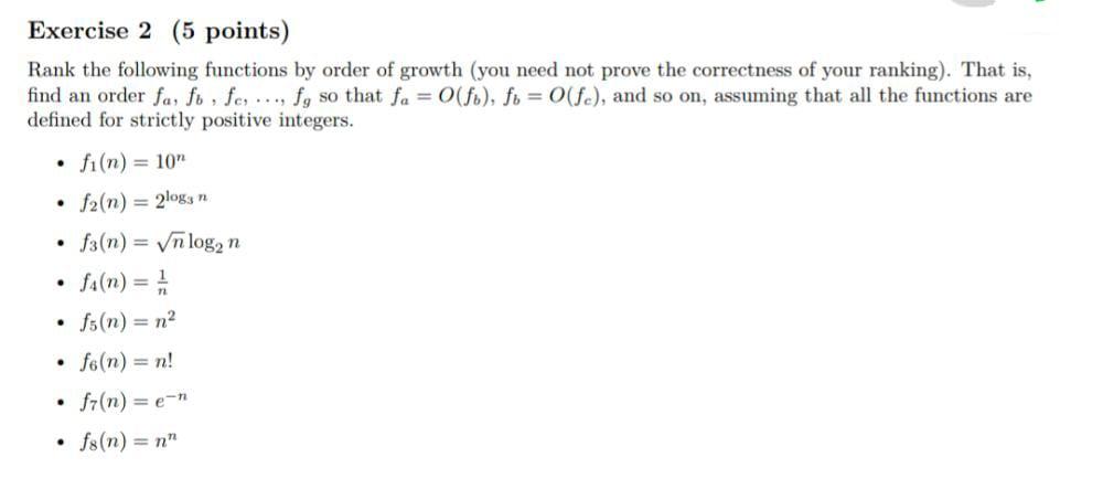 Solved Rank the following functions by order of growth (you | Chegg.com