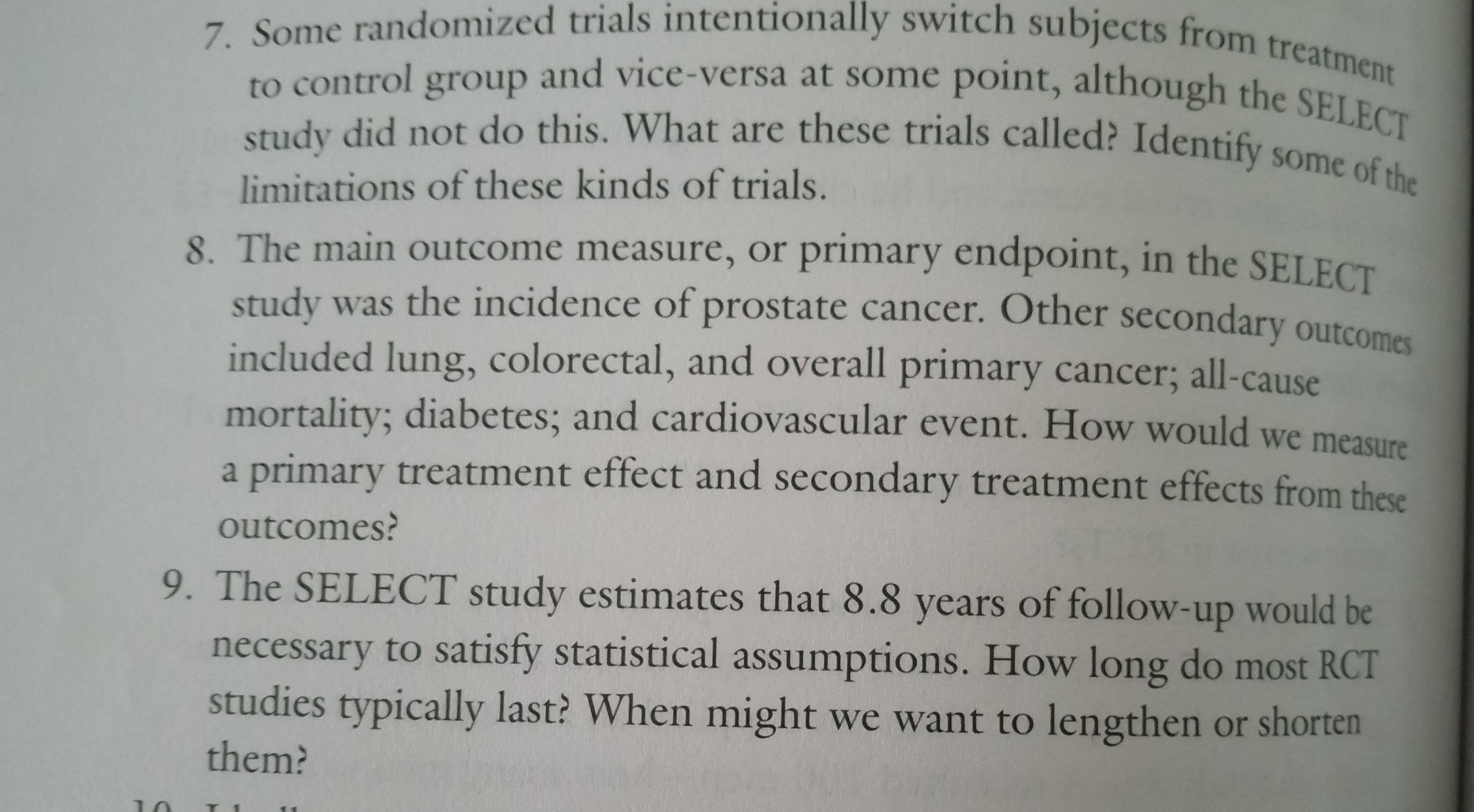 Solved 7. Some randomized trials intentionally switch | Chegg.com