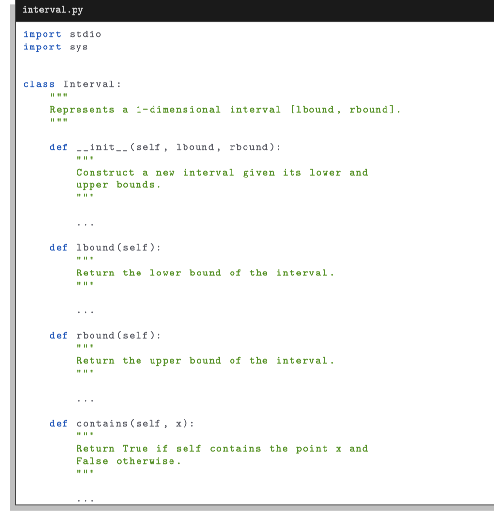 Solved interval.py import stdio import sys class Interval: | Chegg.com