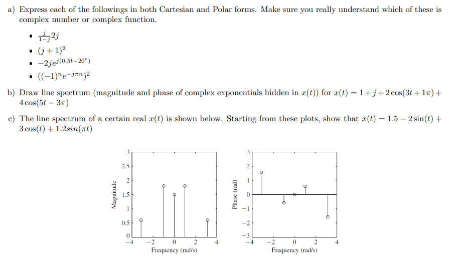 a) Express each of the followings in both Cartesian | Chegg.com