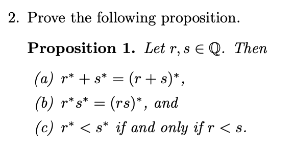 Solved Prove the following proposition. Proposition 1. Let | Chegg.com