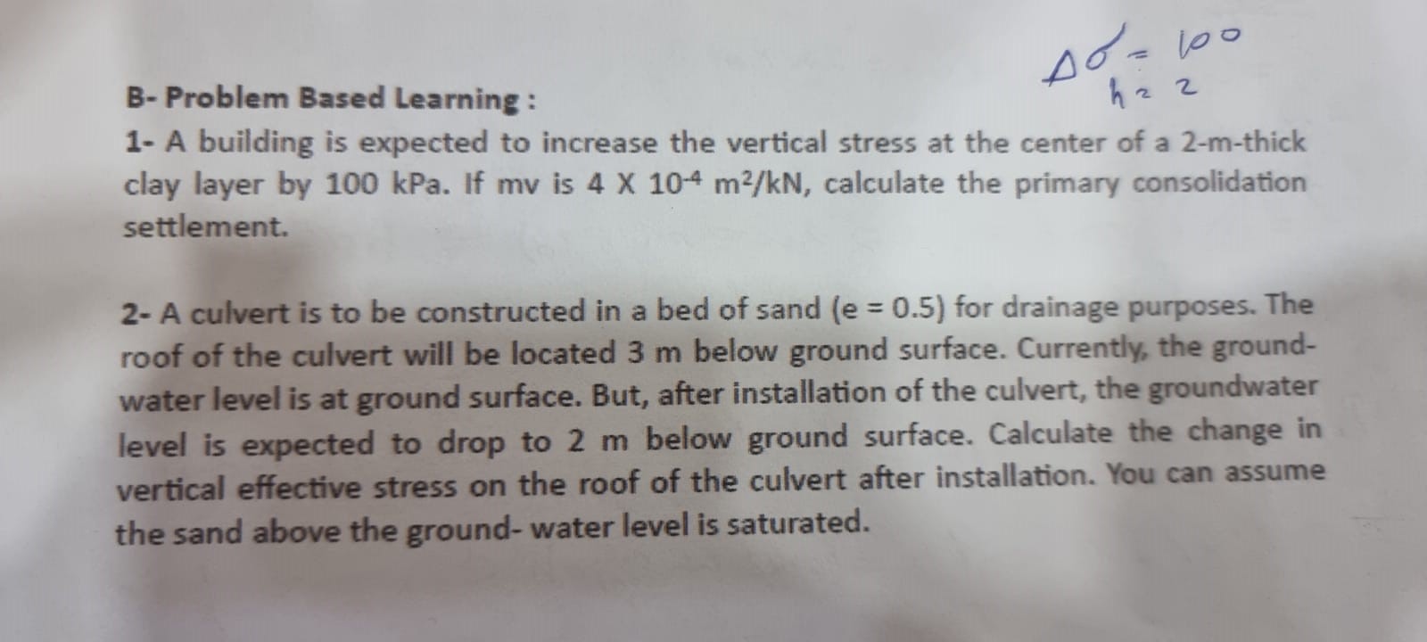 Solved B- ﻿Problem Based Learning :Δσ=100h=21- ﻿A building | Chegg.com