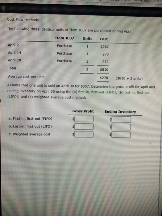 Solved Cost Flow Methods The following three identical units | Chegg.com