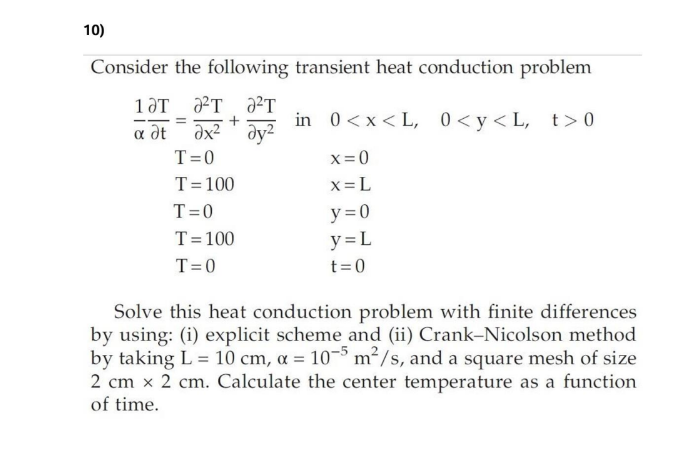 Solved Consider the following transient heat conduction | Chegg.com