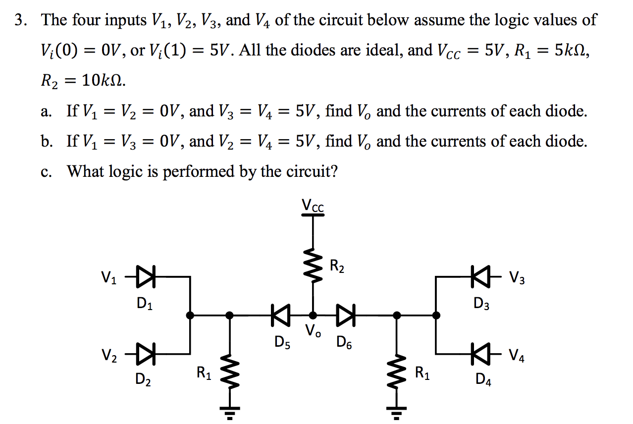 Solved 3. The four inputs V1, V2, V3, and V4 of the circuit | Chegg.com