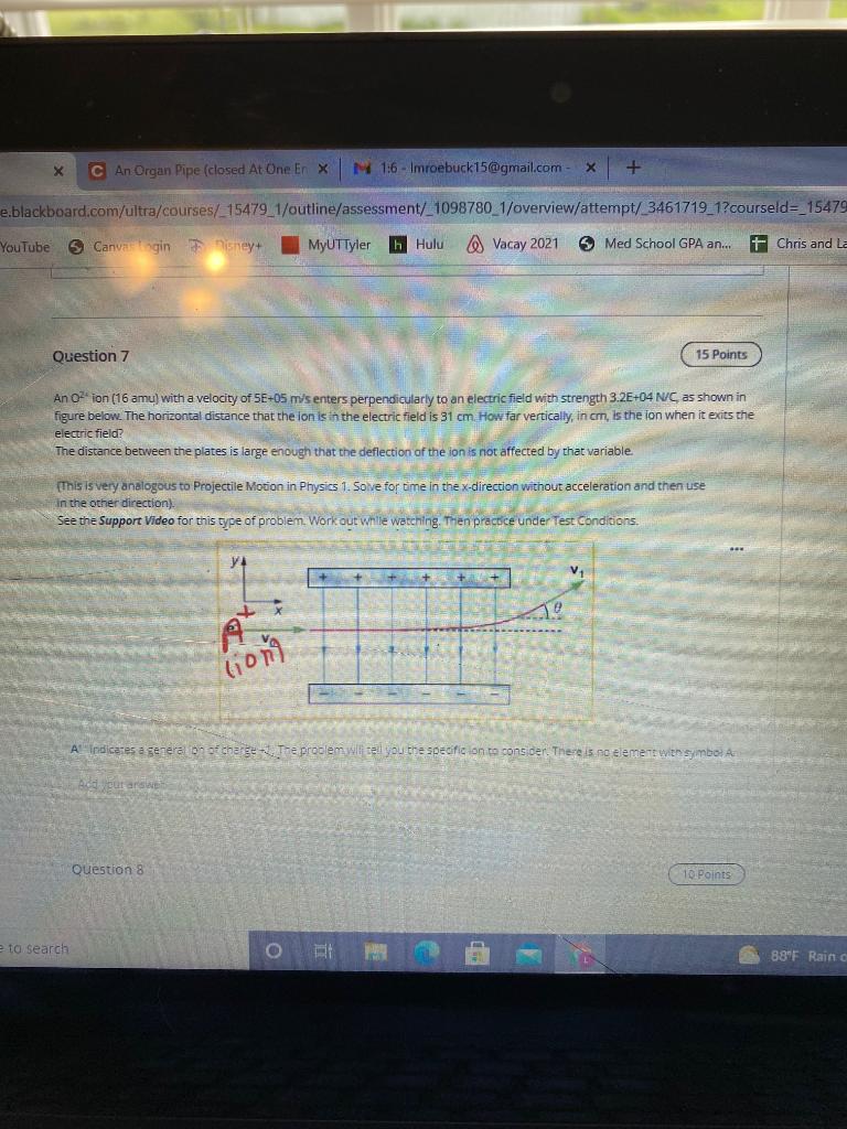 Solved An O2+ ion (16 amu) with a velocity of 5E+05 m/s | Chegg.com