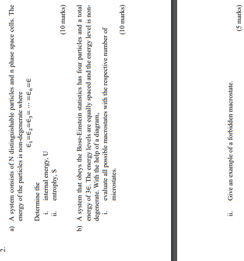 Solved 2. a) A system consists of N distinguishable | Chegg.com