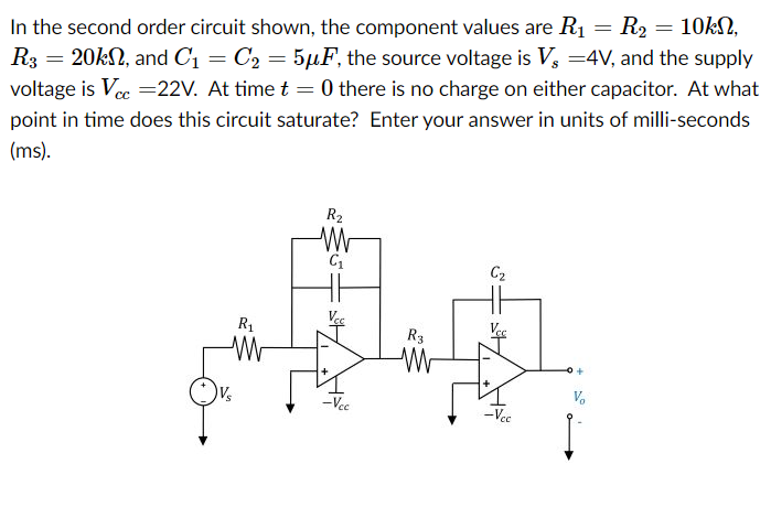 Solved In the second order circuit shown, the component | Chegg.com