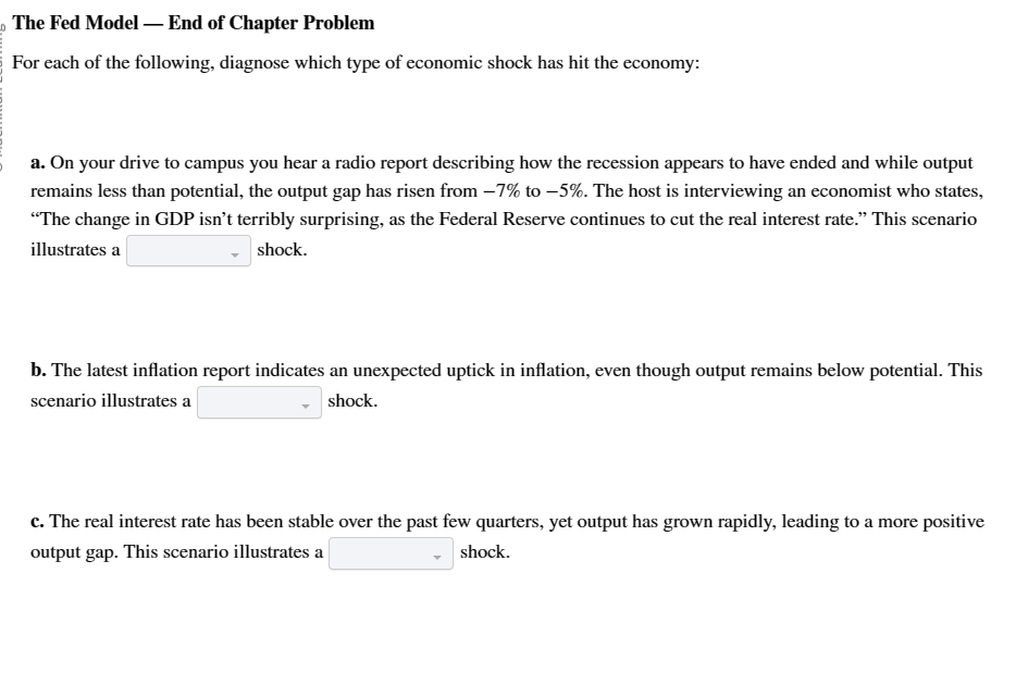Solved The Fed Model - ﻿End of Chapter ProblemFor each of | Chegg.com
