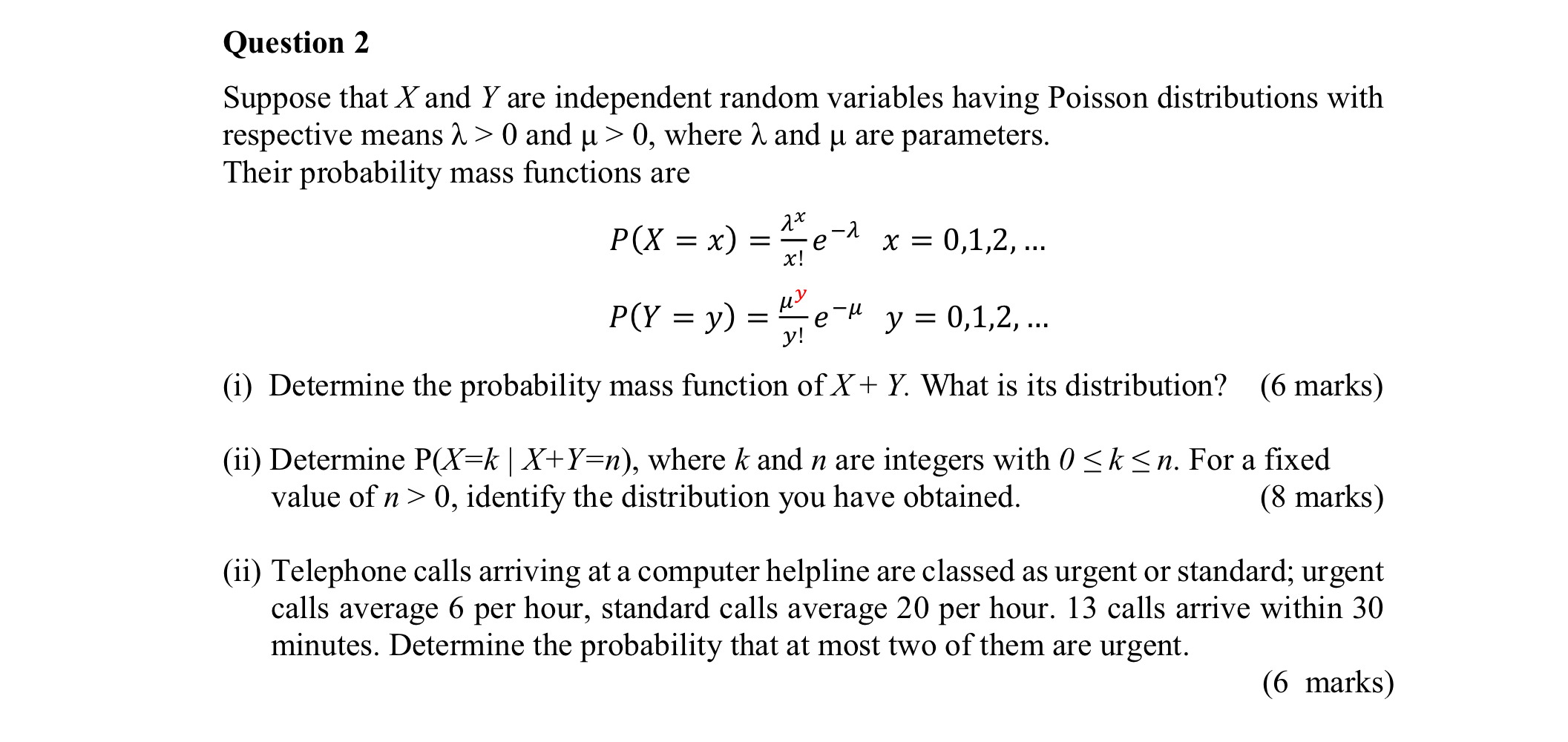Solved Question 2 Suppose that X and Y are independent | Chegg.com