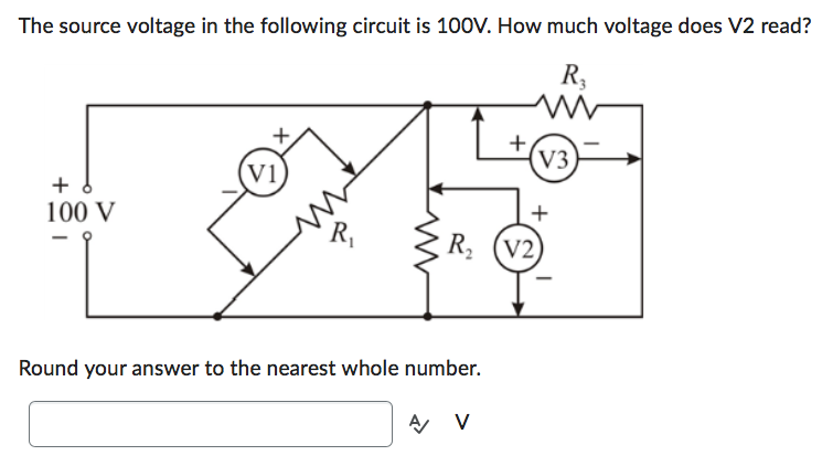 Solved The source voltage in the following circuit is 100 V. | Chegg.com
