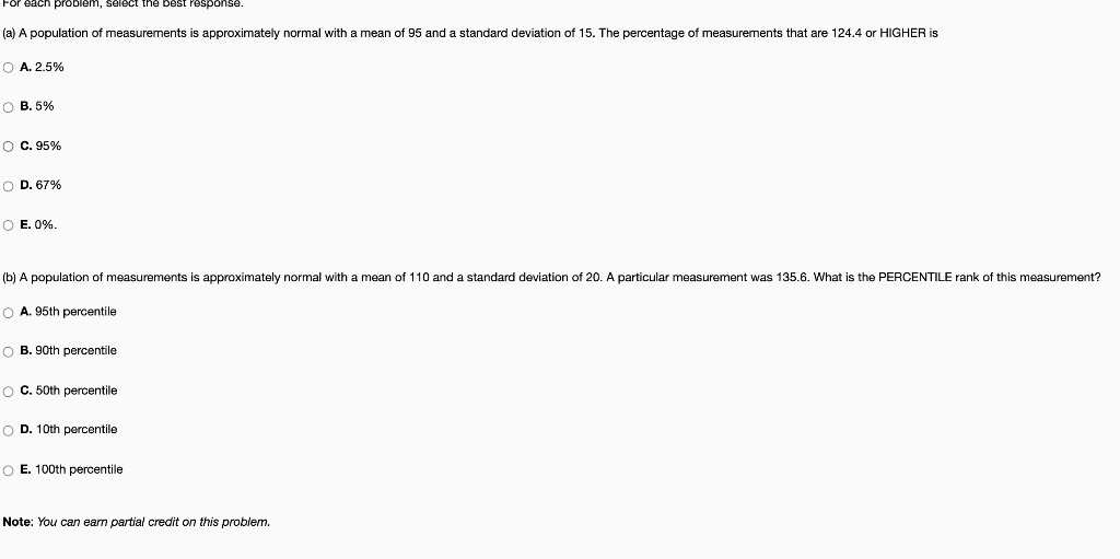 Solved For each problem, select the best response. (a) A | Chegg.com