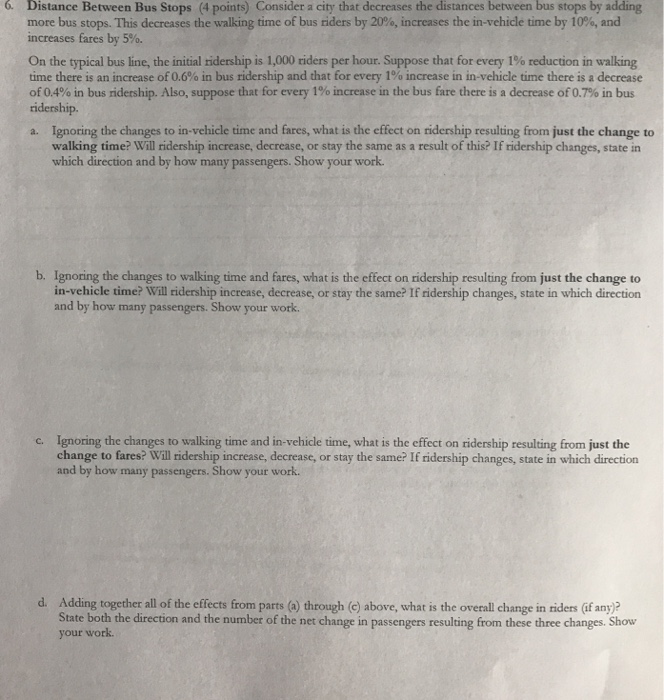 Solved 6. Distance Between Bus Stops (4 points) Consider a | Chegg.com