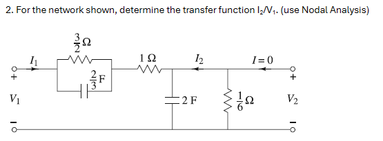 Solved For the network shown, determine the transfer | Chegg.com