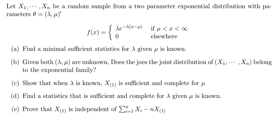 Solved Let Xi,... .Xn be a random sample from a two | Chegg.com