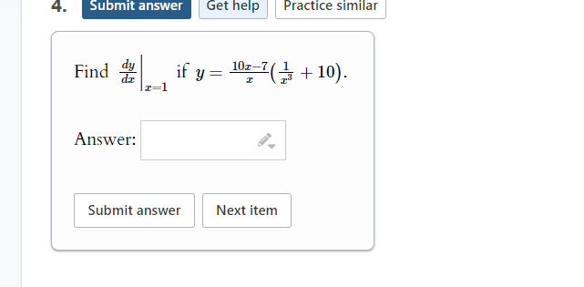 Solved Get helpPractice similarFind dydx|x=1 ﻿if | Chegg.com
