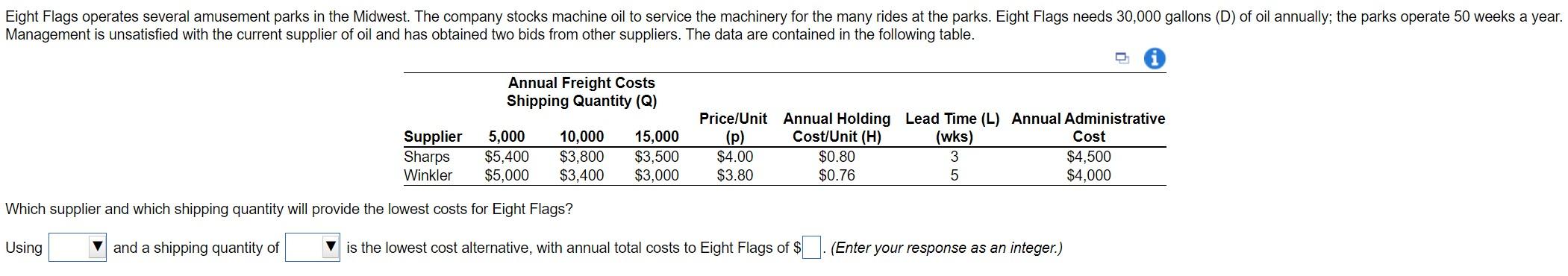 Solved Using (sharps or Winkler) _ and a shipping quantity | Chegg.com