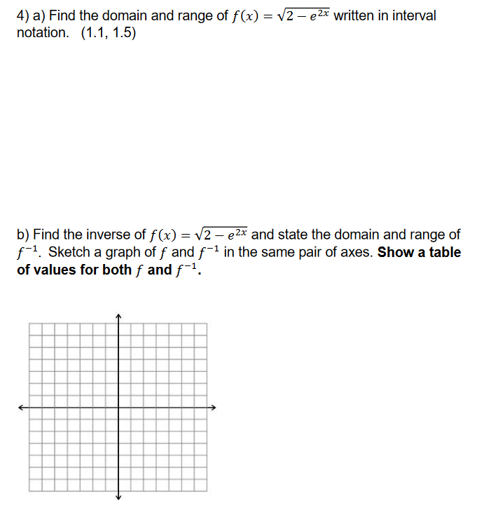 Solved 4) a) Find the domain and range of f(x)=2−e2x written | Chegg.com