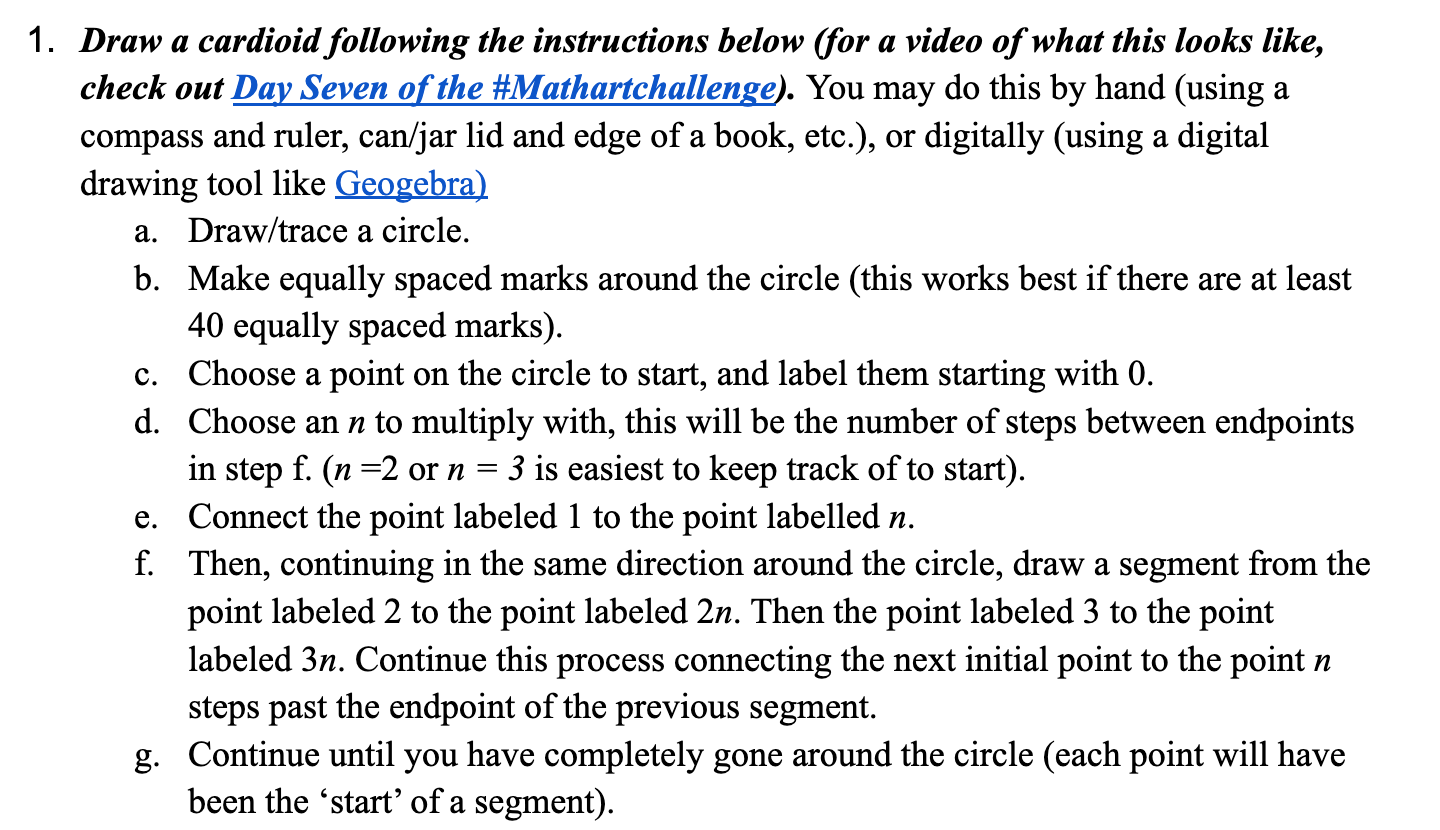 Solved 1. Draw a cardioid following the instructions below | Chegg.com