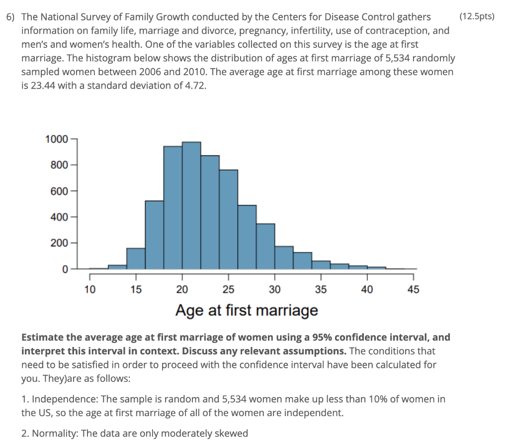 Solved 6) The National Survey of Family Growth conducted by | Chegg.com