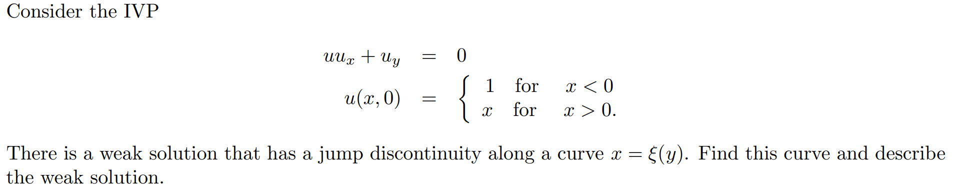 Solved Consider the IVP uux+uyu(x,0)=0={1x for for x 0. | Chegg.com