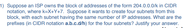 Solved 1) Suppose an ISP owns the block of addresses of the | Chegg.com